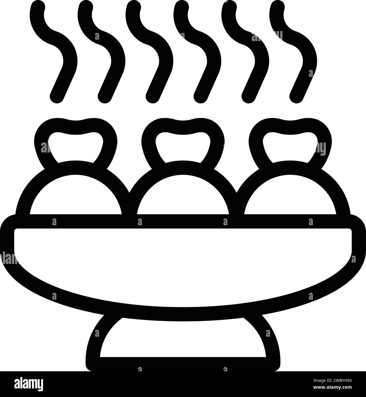 Hot dumplings stand food icon outline vector. Dim sum gyoza. Manti ...
