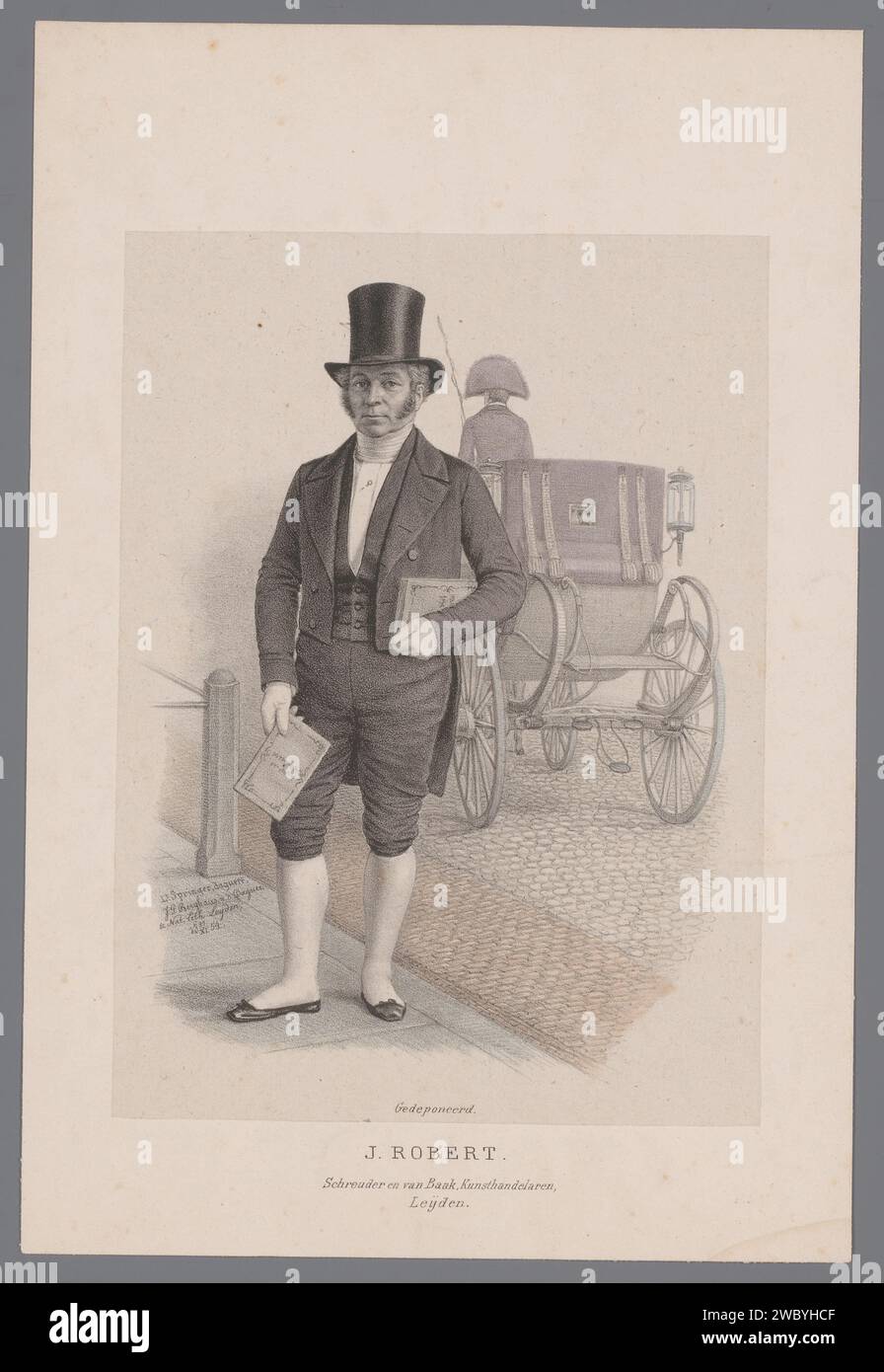 Portrait of J. Robert with carriage, Johann Peter Berghaus, after ...