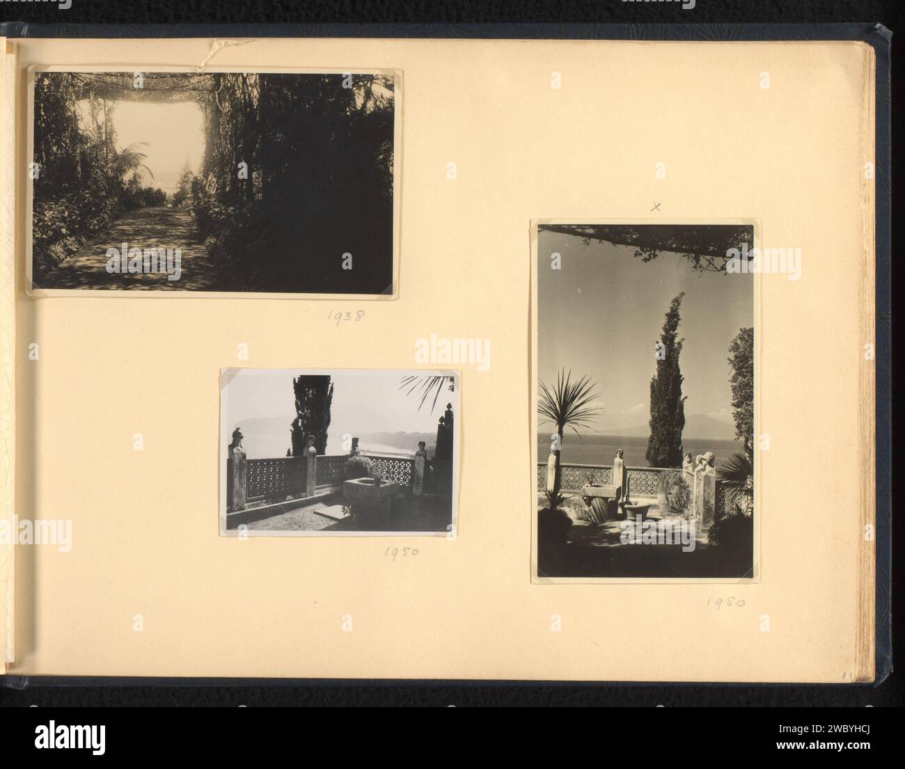 Three photos of the garden of Villa Tritone, Sorrento, Norbert van den Berg (1901-1972), 1938 ...