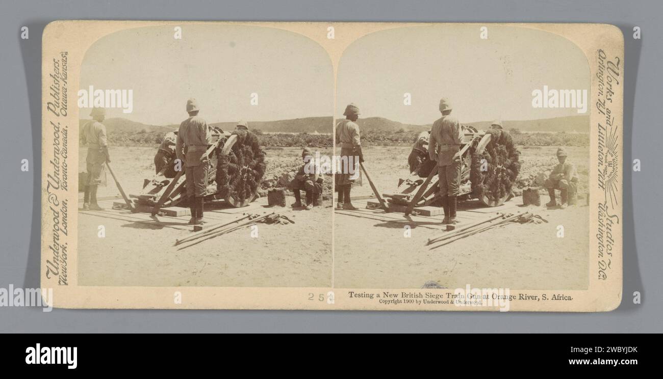 British soldiers test a new cannon near the Oranjerivier, South Africa ...