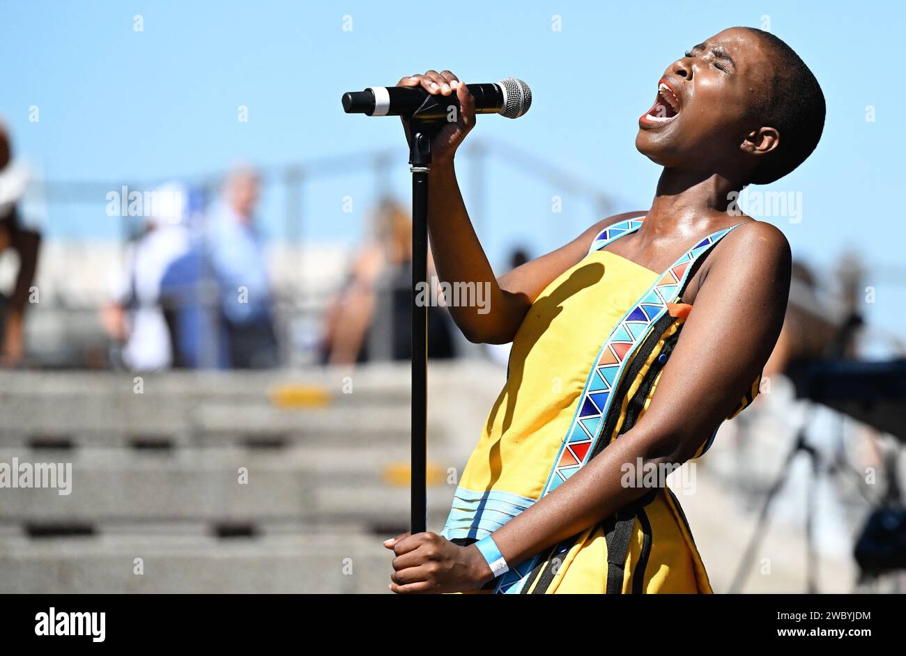 Cape Town, South Africa. 12th Jan, 2024. A pop singer performs at the ...
