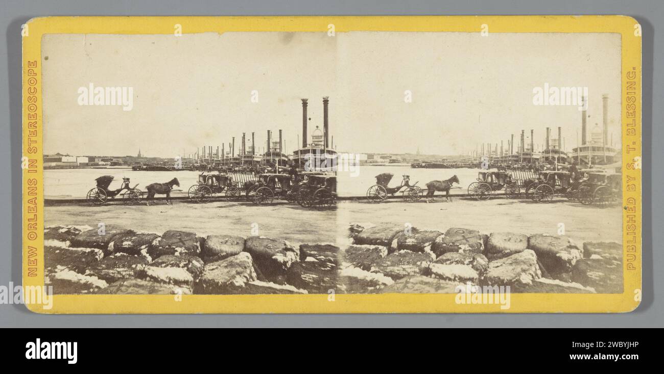Carriages and moored steam ships in New Orleans, Anonymous, 1863 - 1897 ...