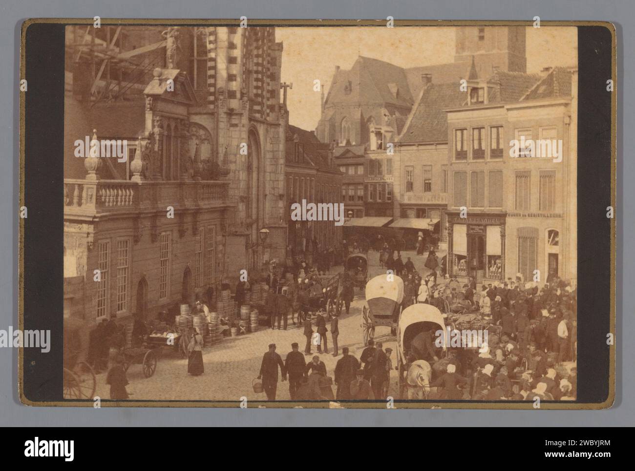 View of the Grote Markt in Zwolle, Franz Wilhelm Heinrich Deutmann, 1850 - 1900 photograph ...