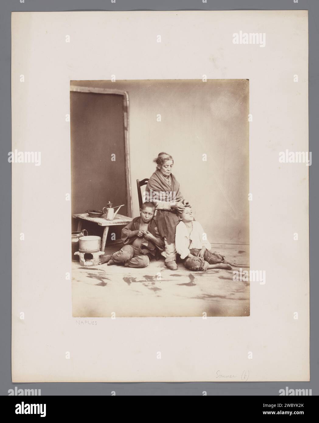 Scene in Naples with a woman who removed fleas from the hair of two ...
