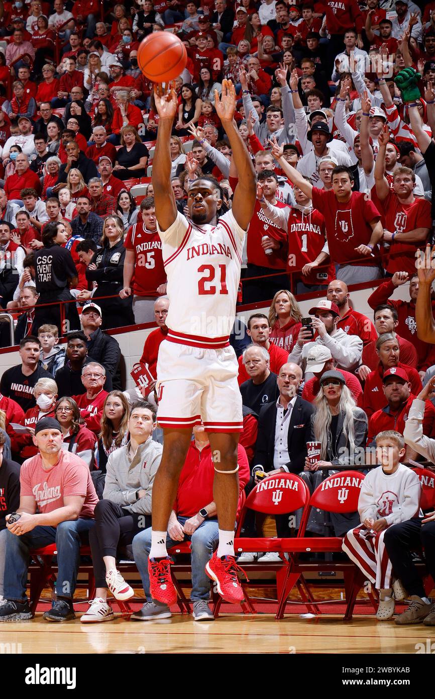BLOOMINGTON, IN - JANUARY 12: Indiana Hoosiers forward Mackenzie Mgbako ...