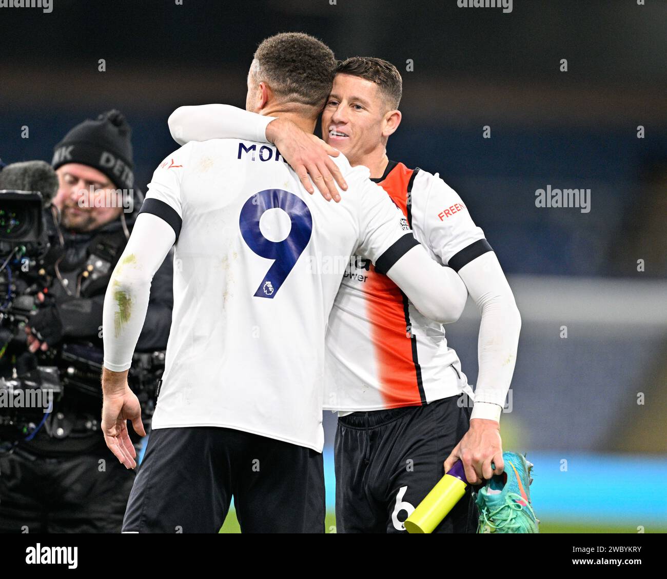Burnley, UK. 12th Jan, 2024. Carlton Morris of Luton Town and Ross ...