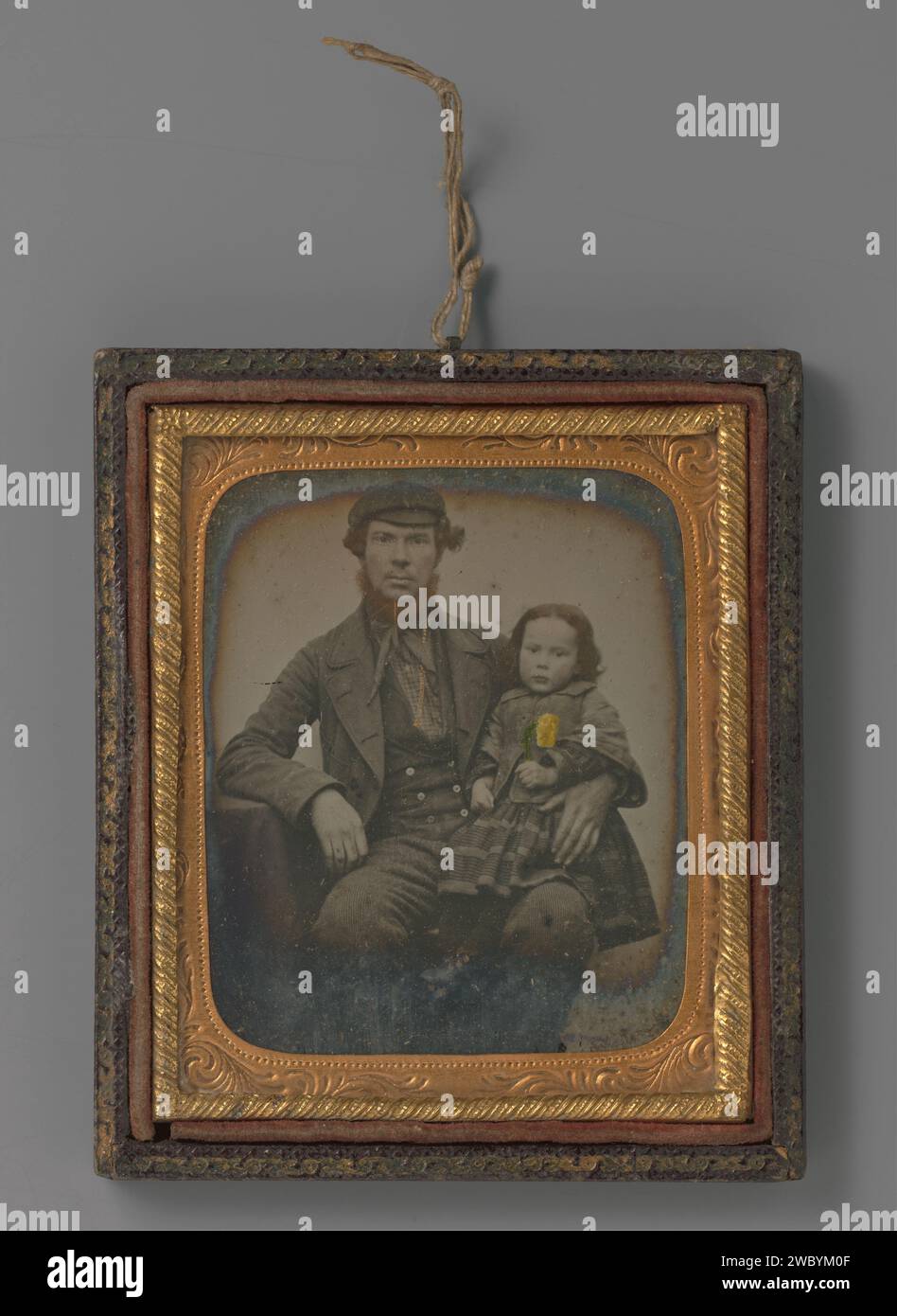 Portrait of an unknown man with a girl on his lap, anonymous, c. 1855 ...