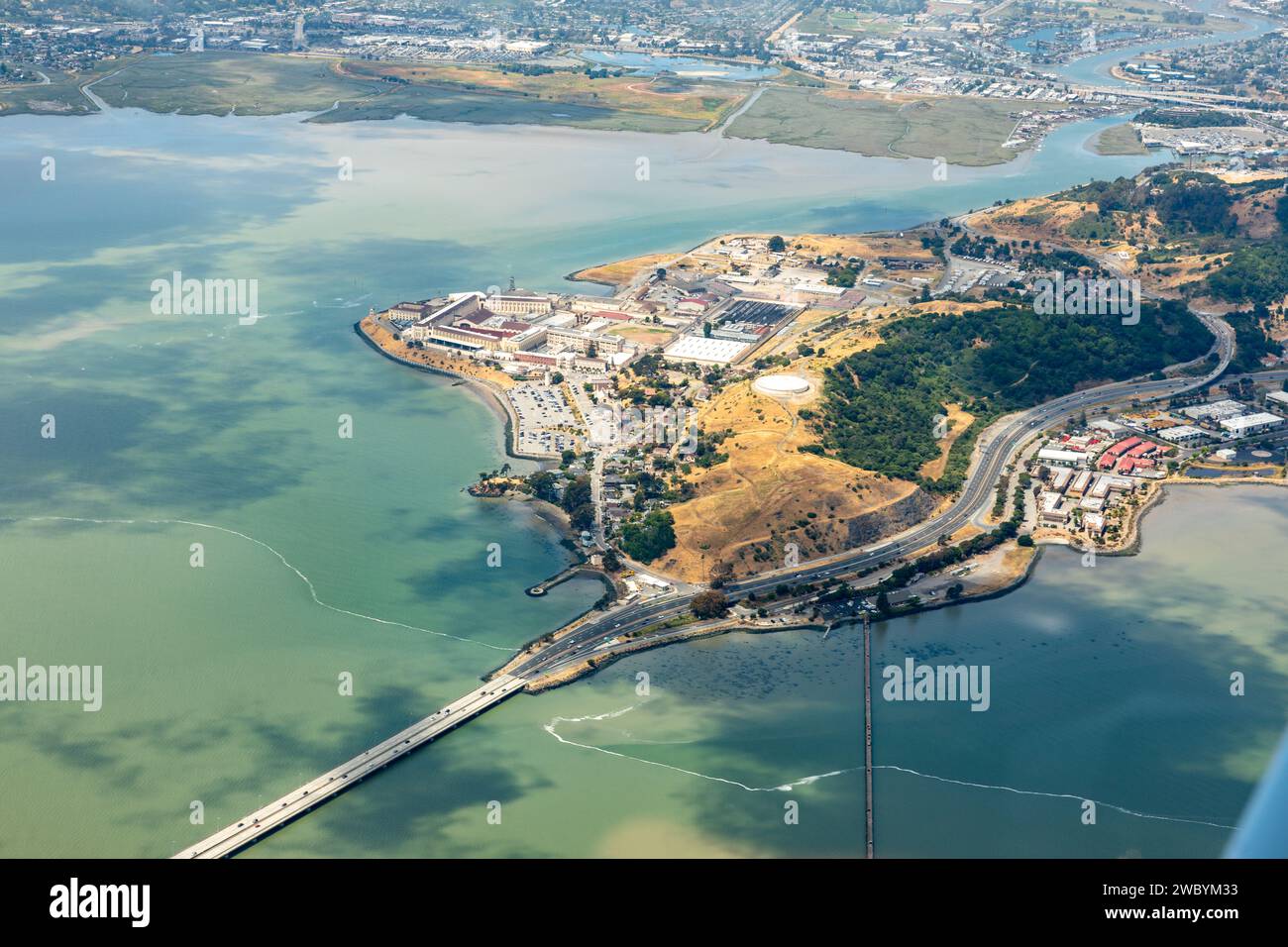 Aerial view of the Town of San Quentin State Prison and the San ...