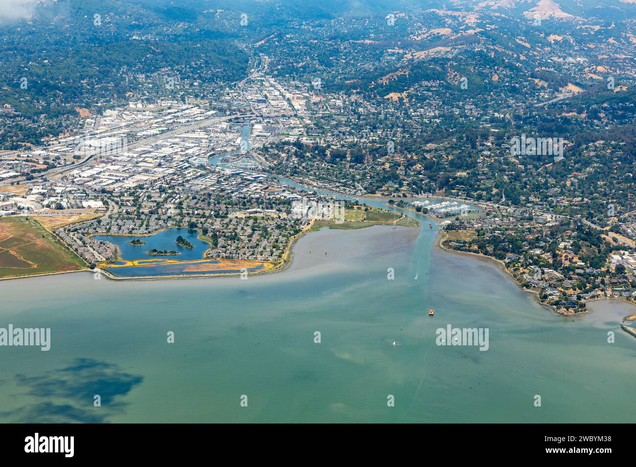Aerial view of the Town of San Rafael and the San Francisco Bay Stock ...