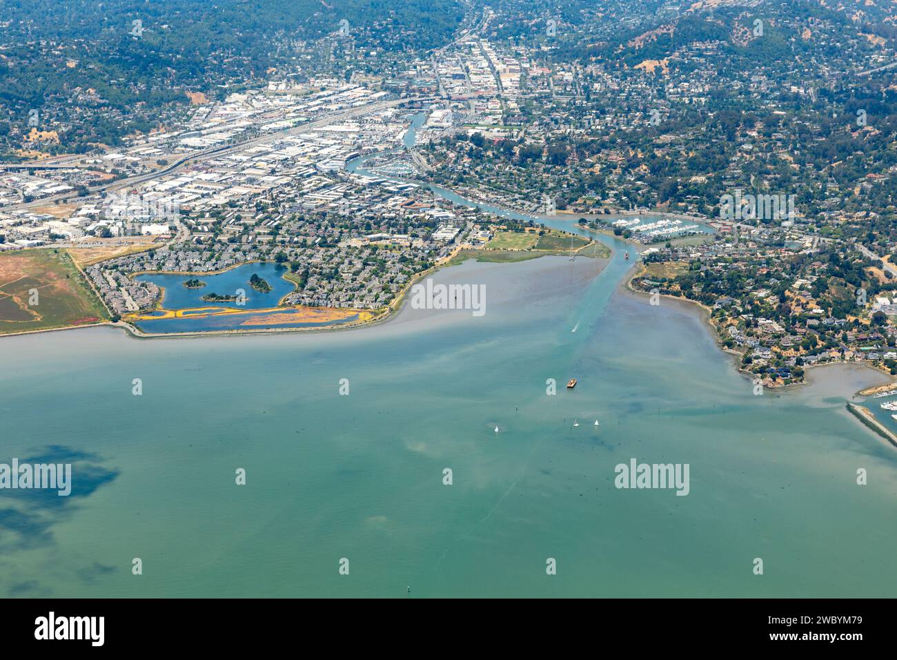 Aerial view of the Town of San Rafael and the San Francisco Bay Stock ...