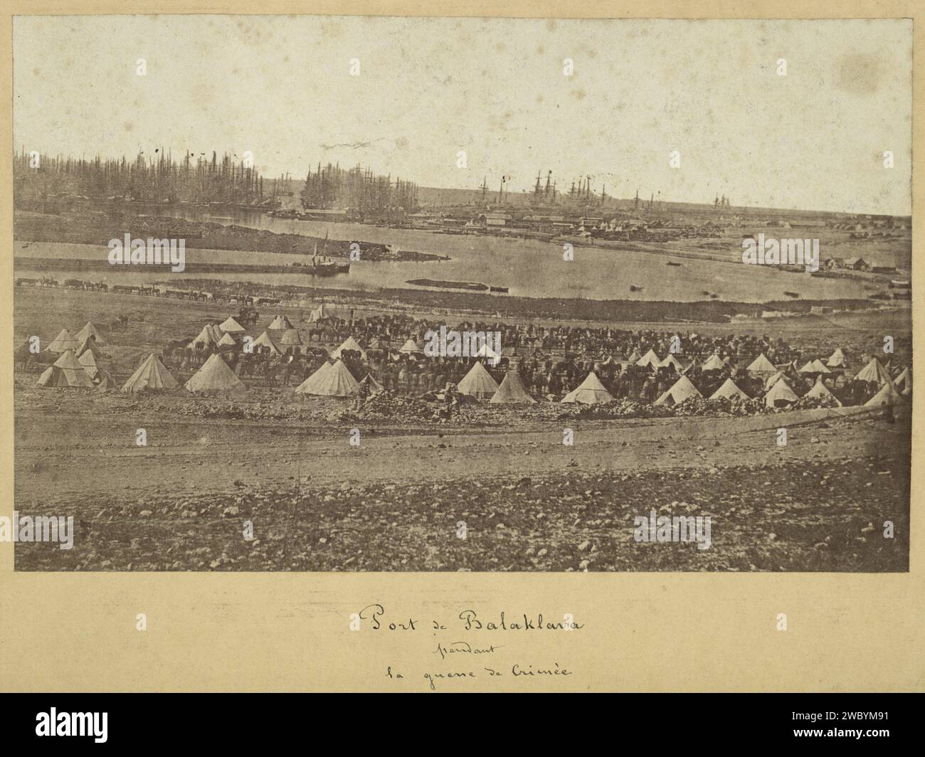 Port of Balaklava with ships and tents, during the Crimean War, James Robertson, 1854 - 1856 ...