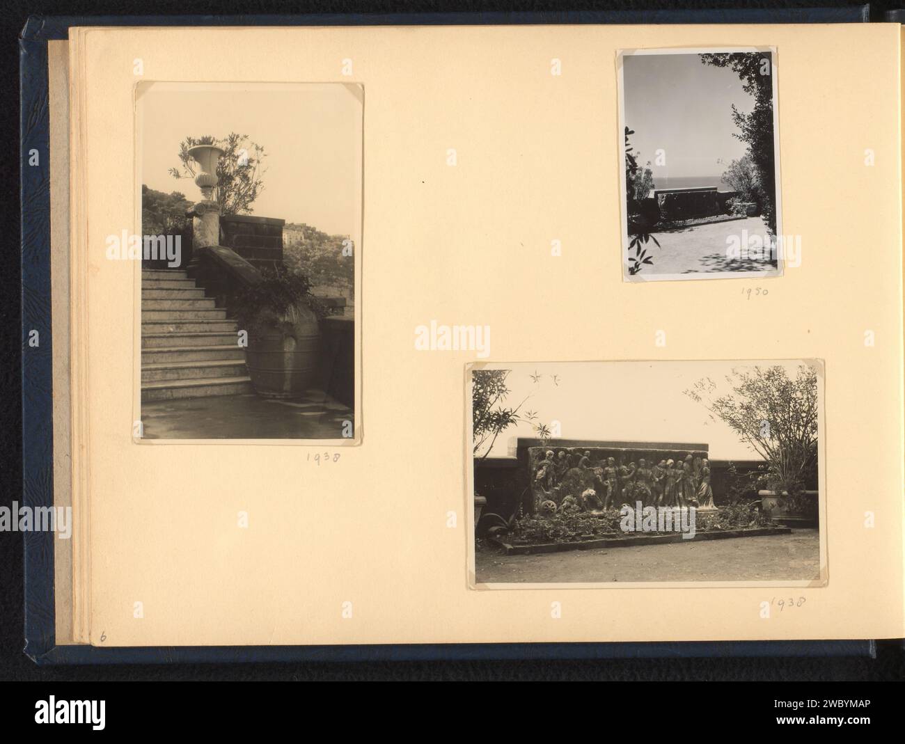 Three photos of the garden of Villa Tritone, Sorrento, Norbert van den Berg (1901-1972), 1938 ...