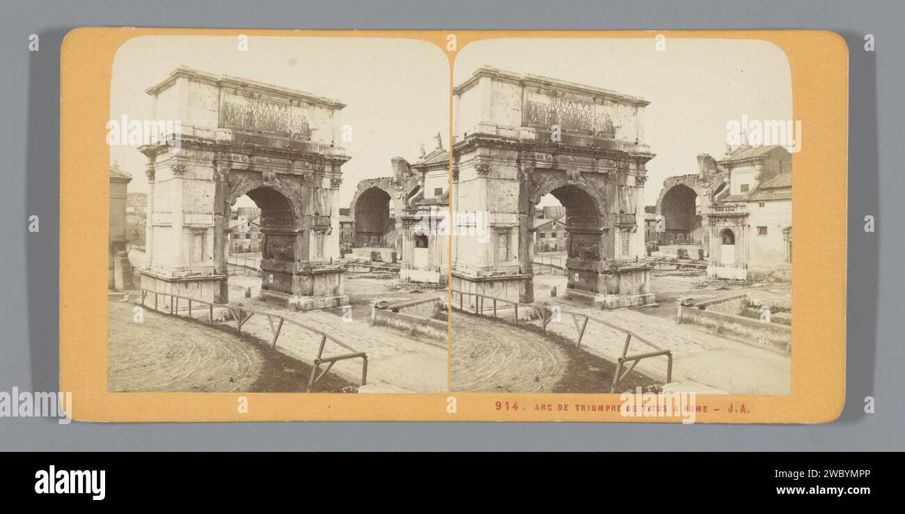 View of the Bow of Titus, Jean Andrieu, 1862 - 1876 stereograph Rome ...
