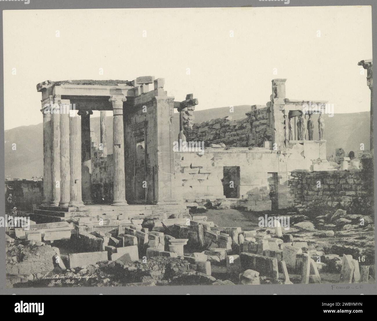 View of the Erechtheion with gate and Caratids on the Acropolis in ...