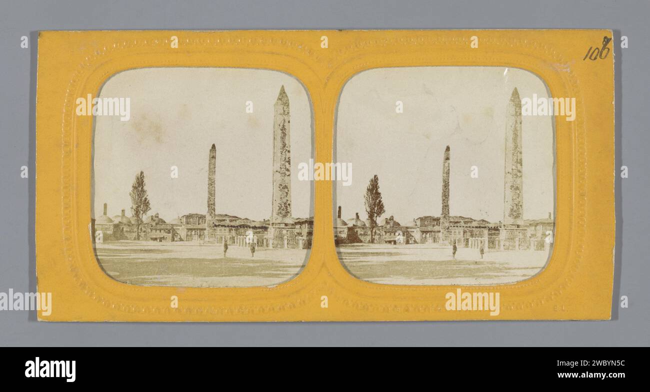 Two obelisks in Egypt, Anonymous, 1858 - 1875 tissue stereograph Egypt ...