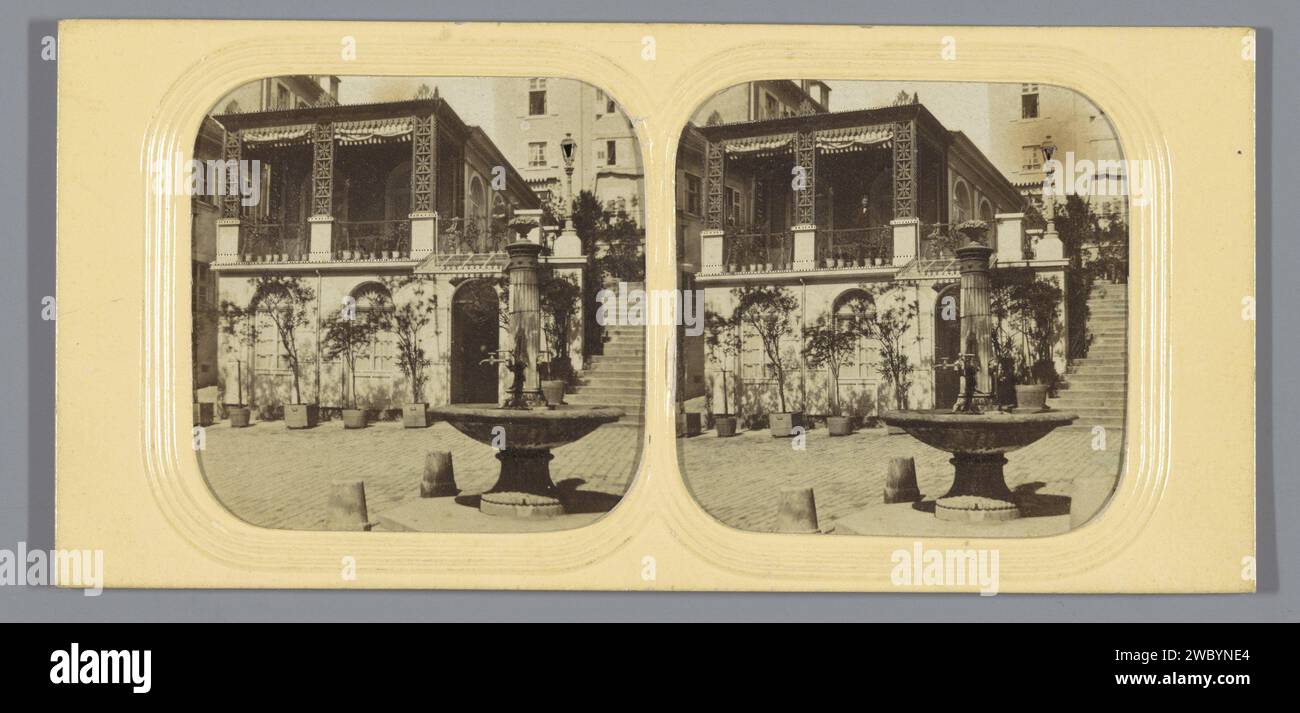Fontein in Baden -Baden, Anonymous, 1858 - 1875 tissue stereograph ...