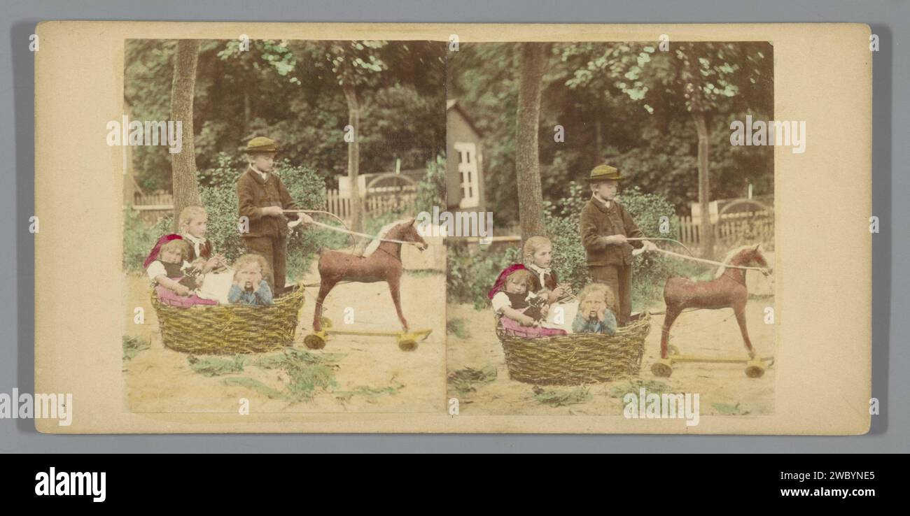 Children playing in a garden, Anonymous, 1852 - 1863 stereograph ...