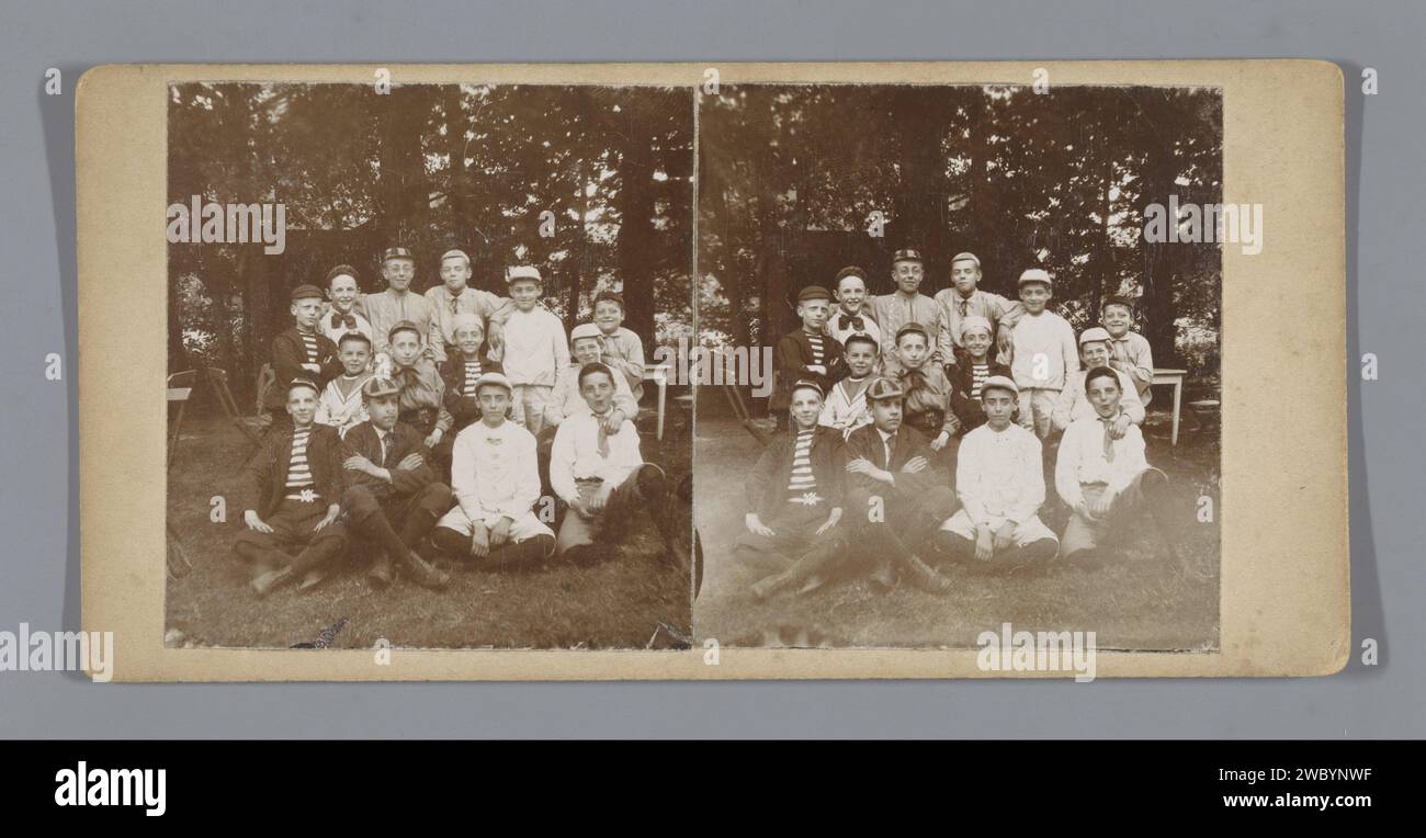 Portrait of a group of unknown boys in cub costume, anonymous, c. 1850 ...