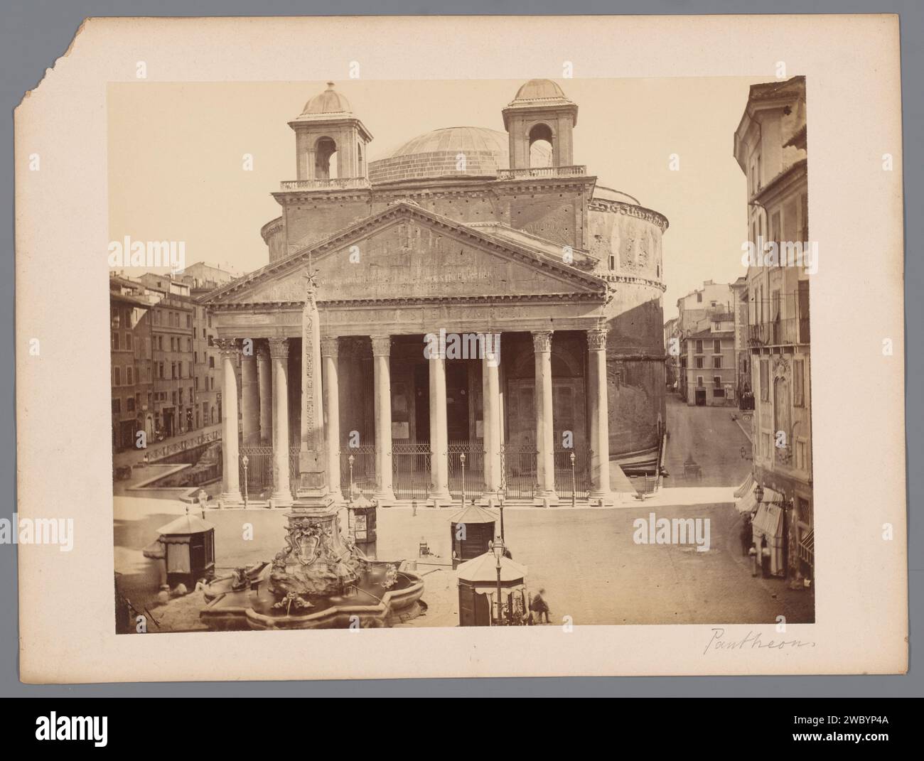 View of the Pantheon and the Macuteo Obelisk in Rome, Italy, Anonymous ...