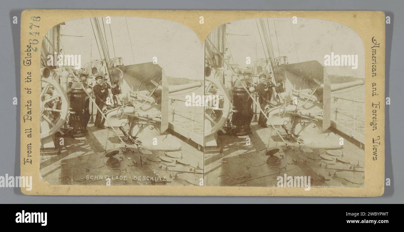 Sailors next to a machine gun on a ship, Anonymous, 1885 - 1920 ...