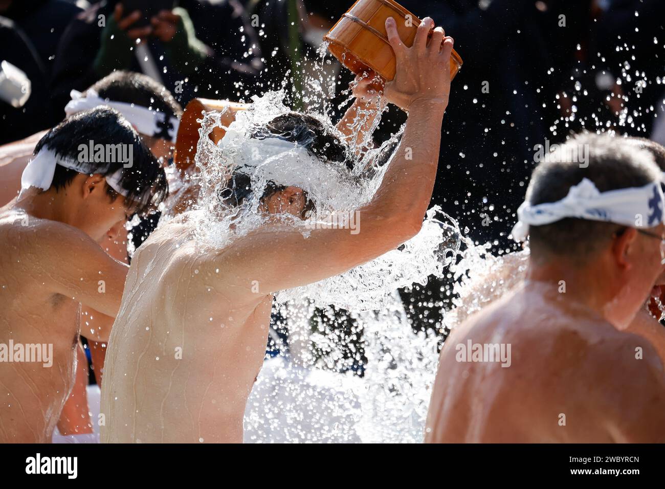 Tokyo, Japan. 13th Jan, 2024. Participants dressed only in loincloth ...