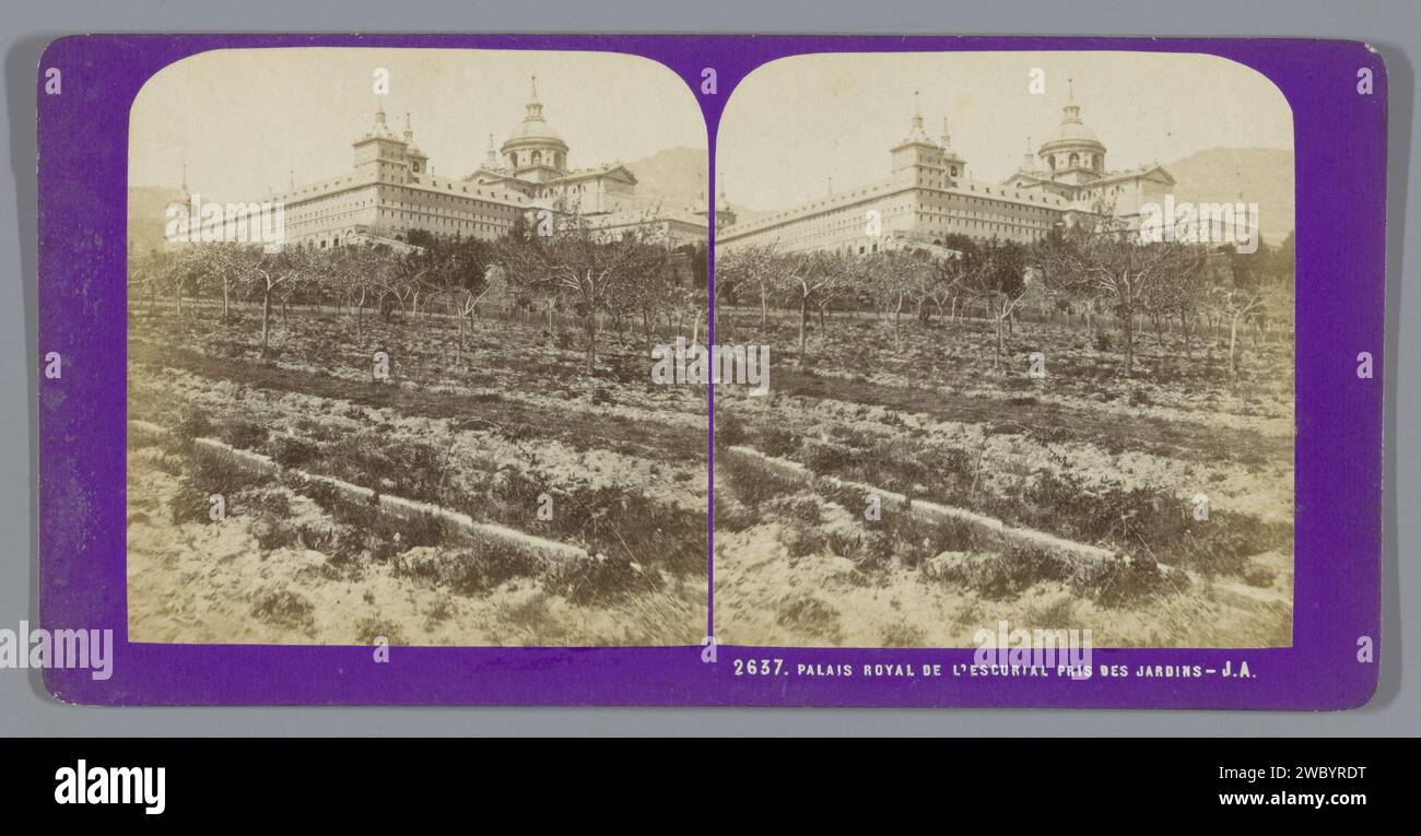 View of the Escorial, seen from the gardens, Jean Andrieu, 1862 - 1876 ...