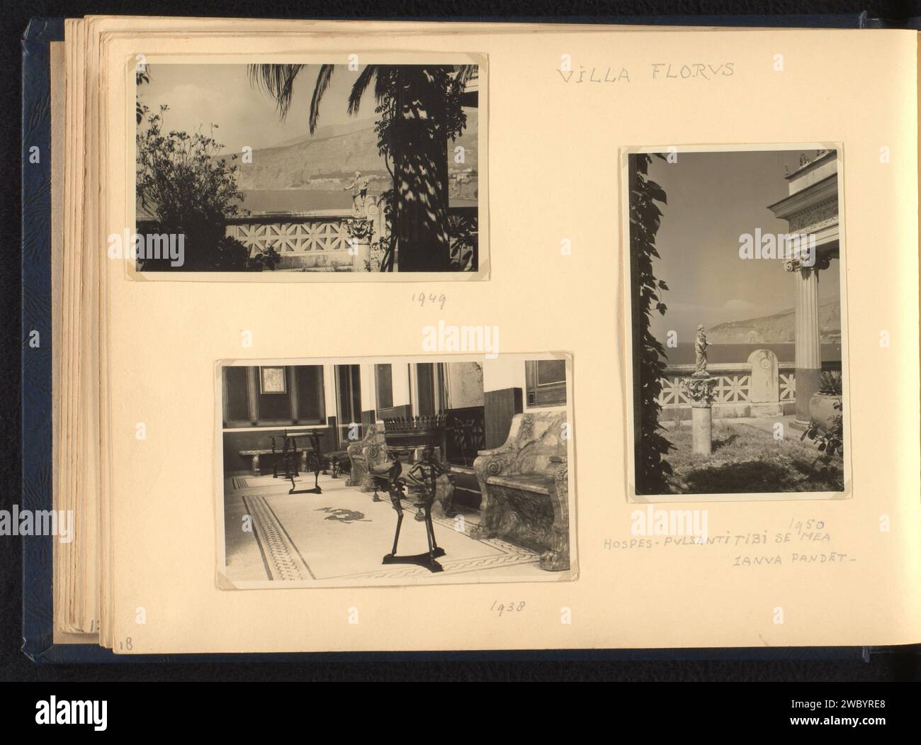 Three photos of the interior and garden of Villa Floris, Norbert van den Berg (1901-1972), 1938 ...