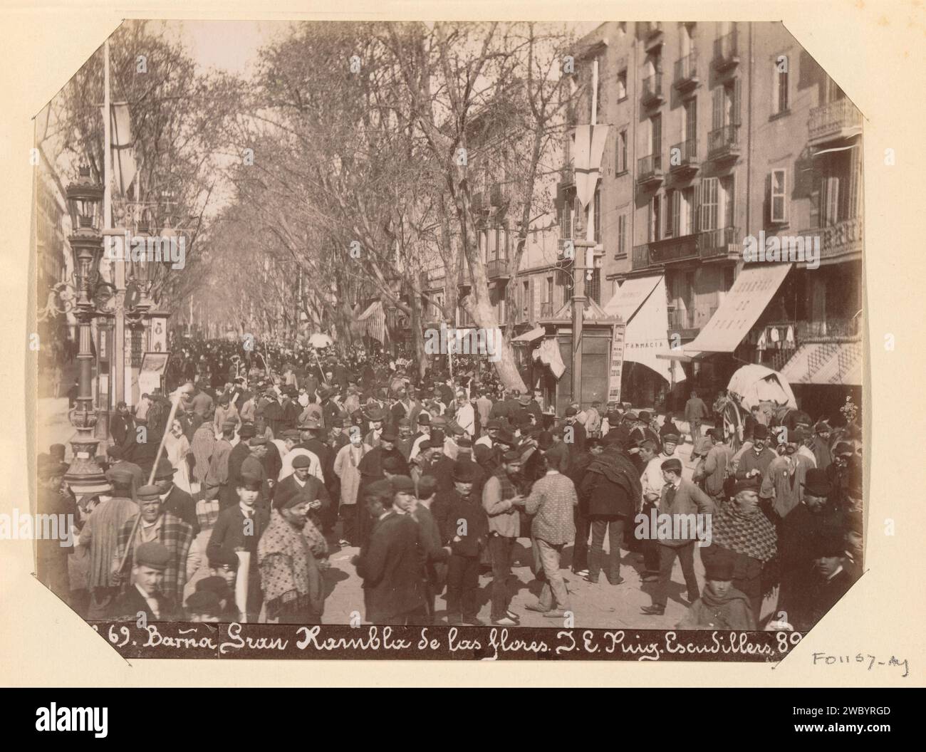 Street face on the Rambla de las Flores in Barcelona, J.E. Ping, 1889 ...