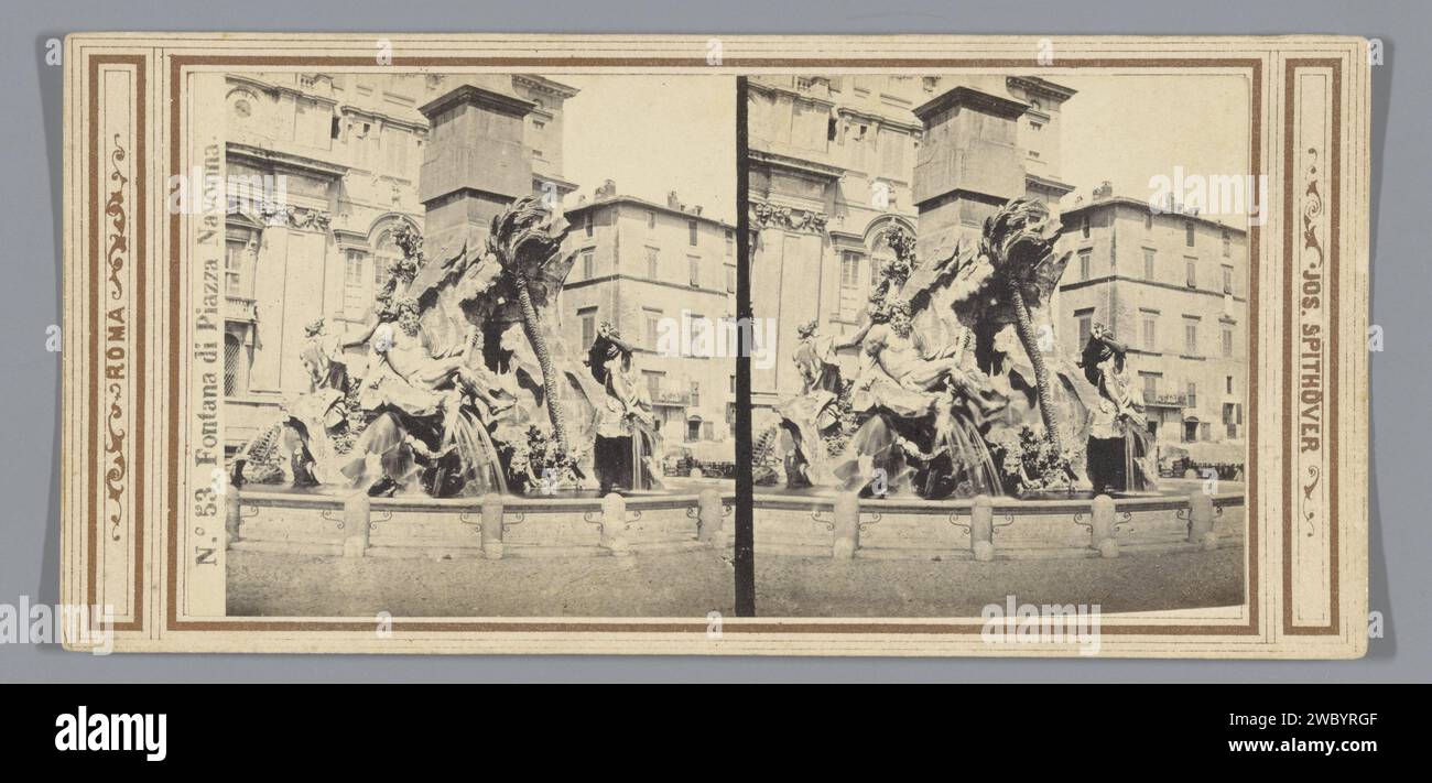 View of the four -stream fountain on the Piazza Navona in Rome, Giorgio ...