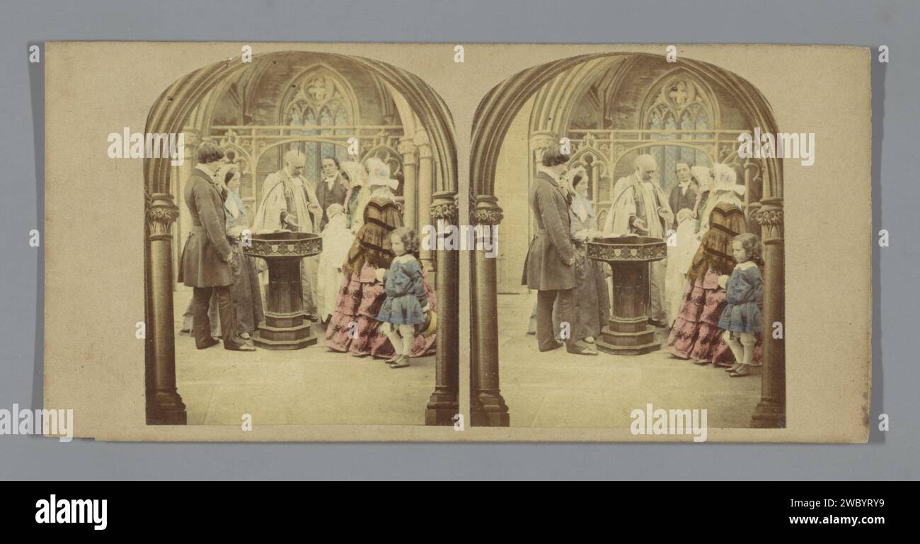 Baptismal ceremony in a church, Alfred Silvester, 1850 - 1864 ...