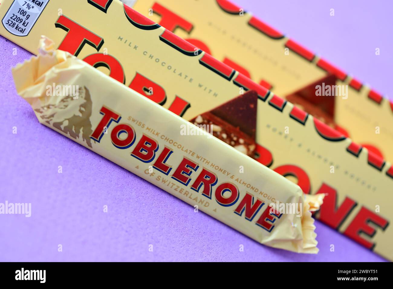 KYIV, UKRAINE - OCTOBER 31, 2023 Yellow Toblerone Chocolate Bar ...