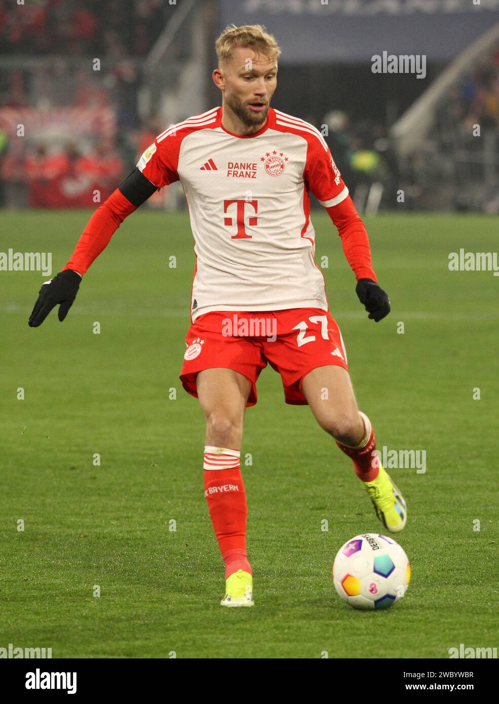 MUNICH, Germany. , . 27 Konrad LAIMER during the Bundesliga Football ...