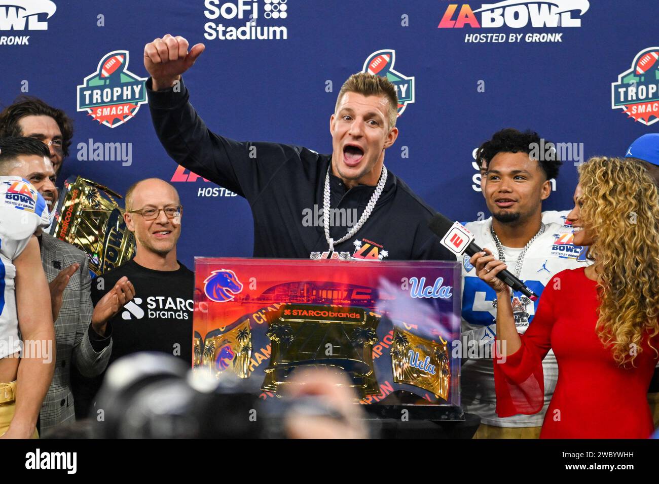 Rob gronkowski celebrates after la bowl hi-res stock photography and ...