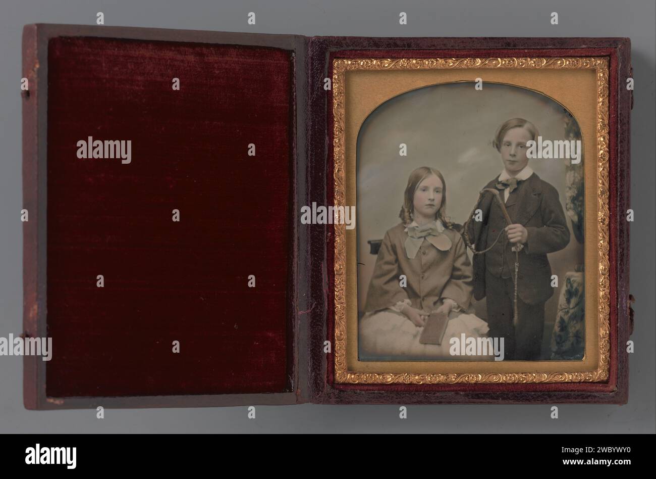 Portrait of an unknown girl and an unknown boy, Anonymous, c. 1855 - c ...