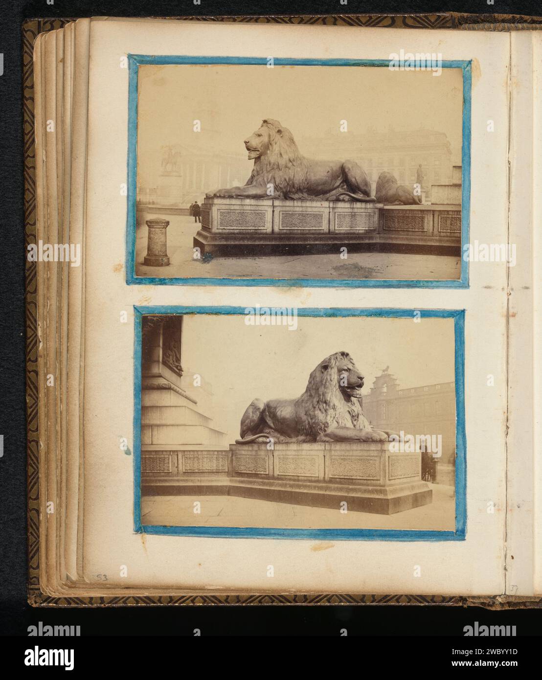 Two photos of the lions at Nelson's Column, Anonymous, 1867 photograph ...