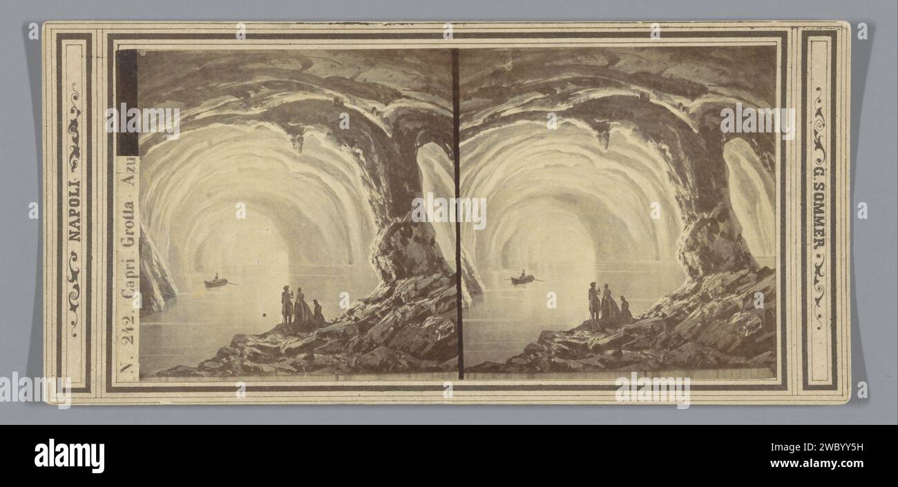 Photo production of a drawing of the blue cave on the coast of Capri ...