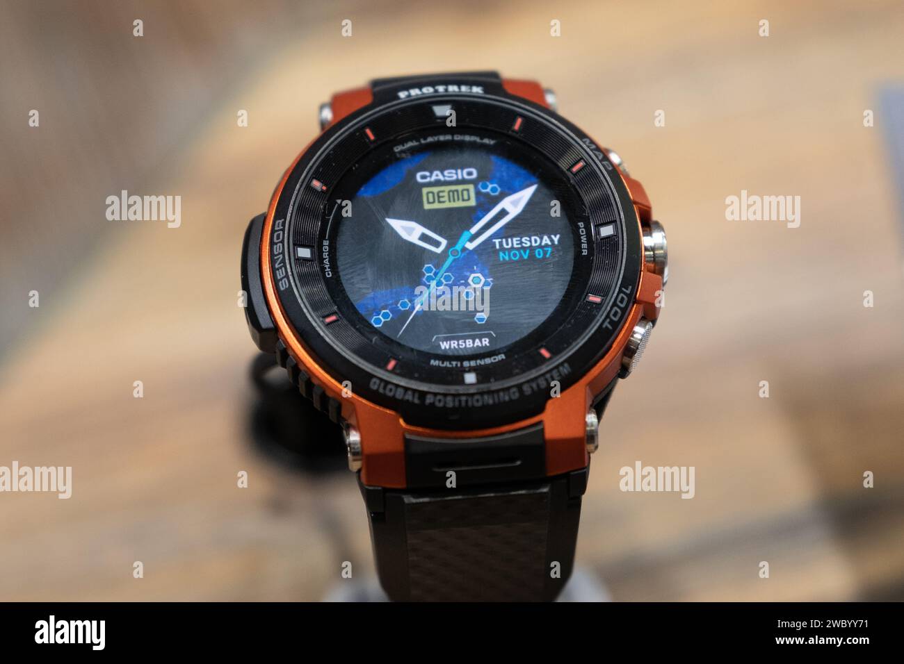 Casio smart watch on hand photos Stock Photo - Alamy
