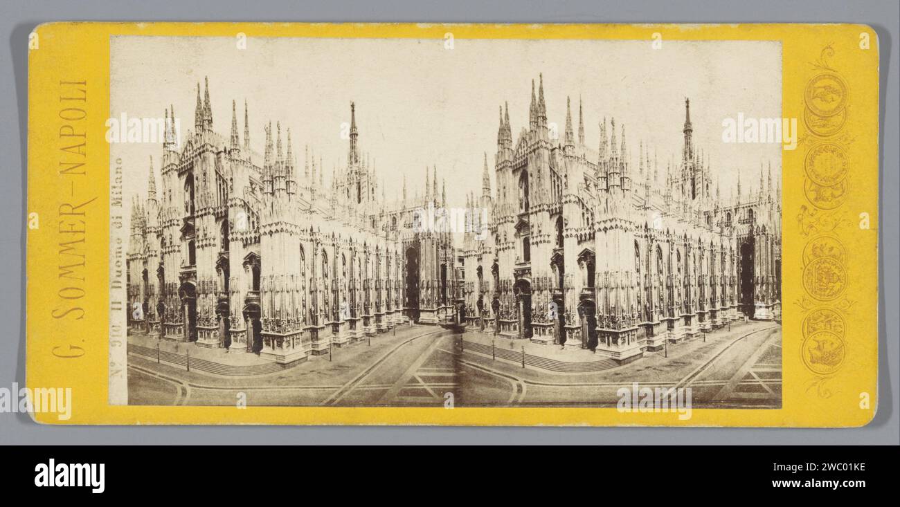 View of the Dom in Milan, Giorgio Sommer, c. 1860 - c. 1880 stereograph ...