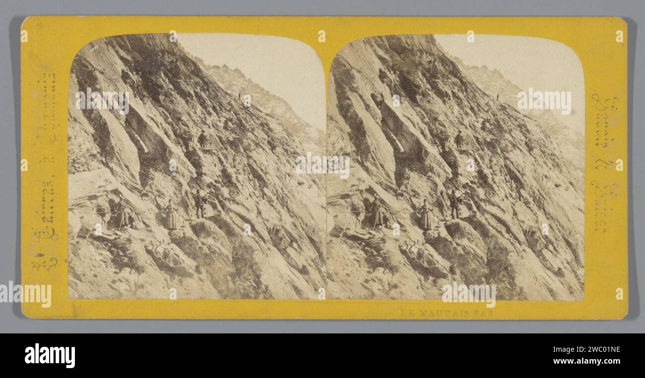 Mountain climbers along a mountain pass, Joseph Tairraz, c. 1860 - c ...