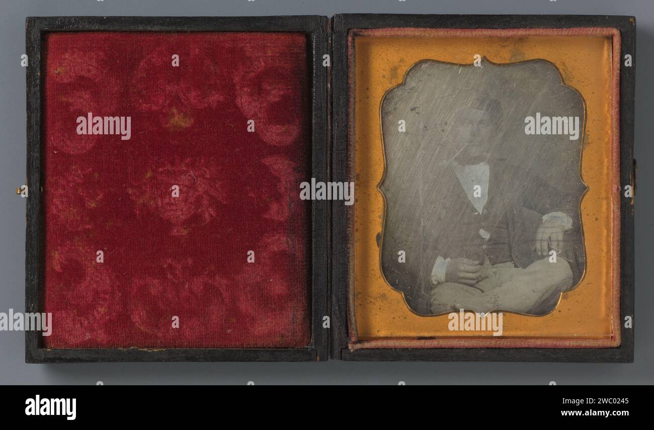 Portrait of an unknown man with hat and pipe, Anonymous, 1853 ...