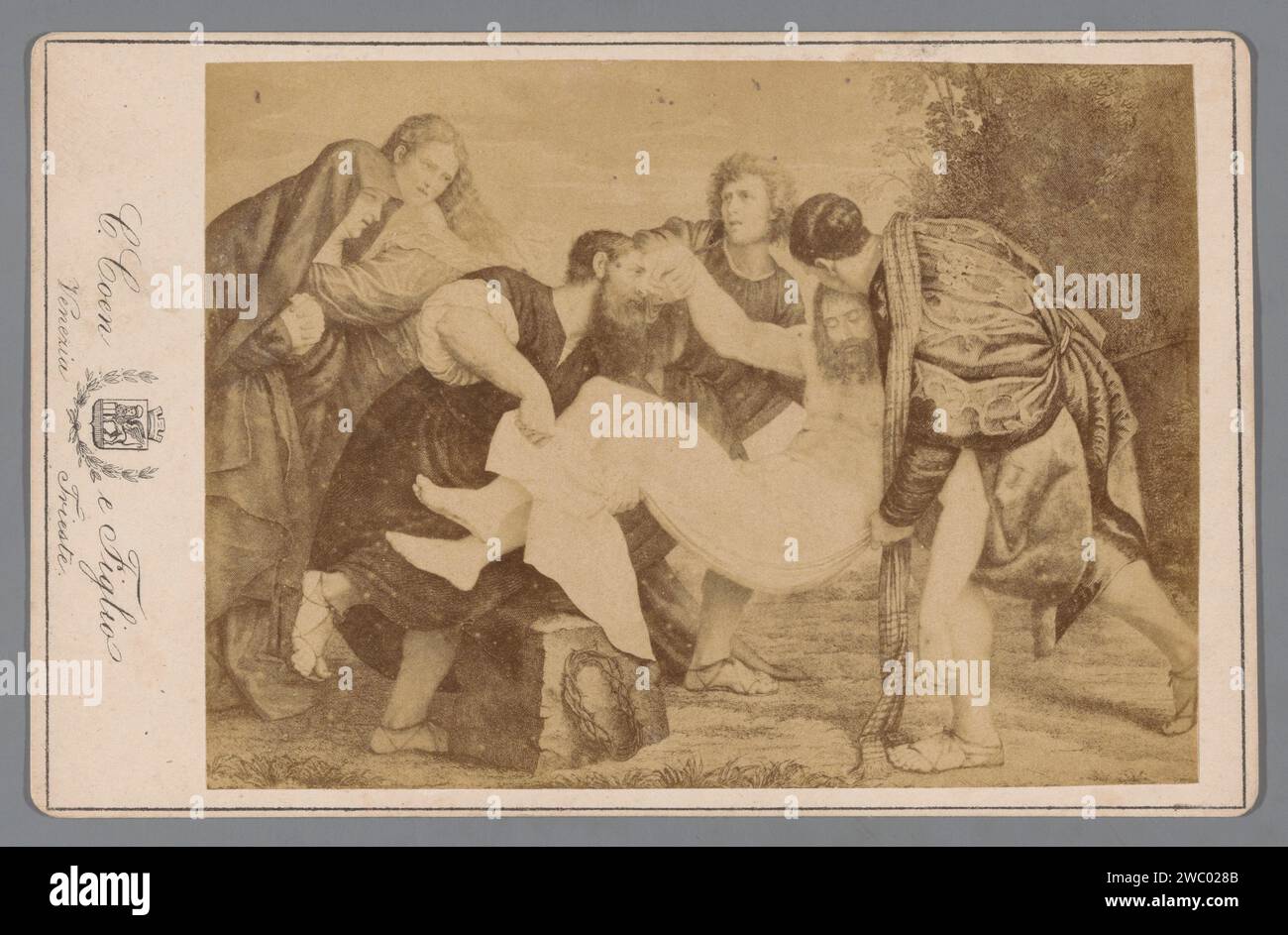 Photo production of a drawing of a painting of the funeral of Christ by ...