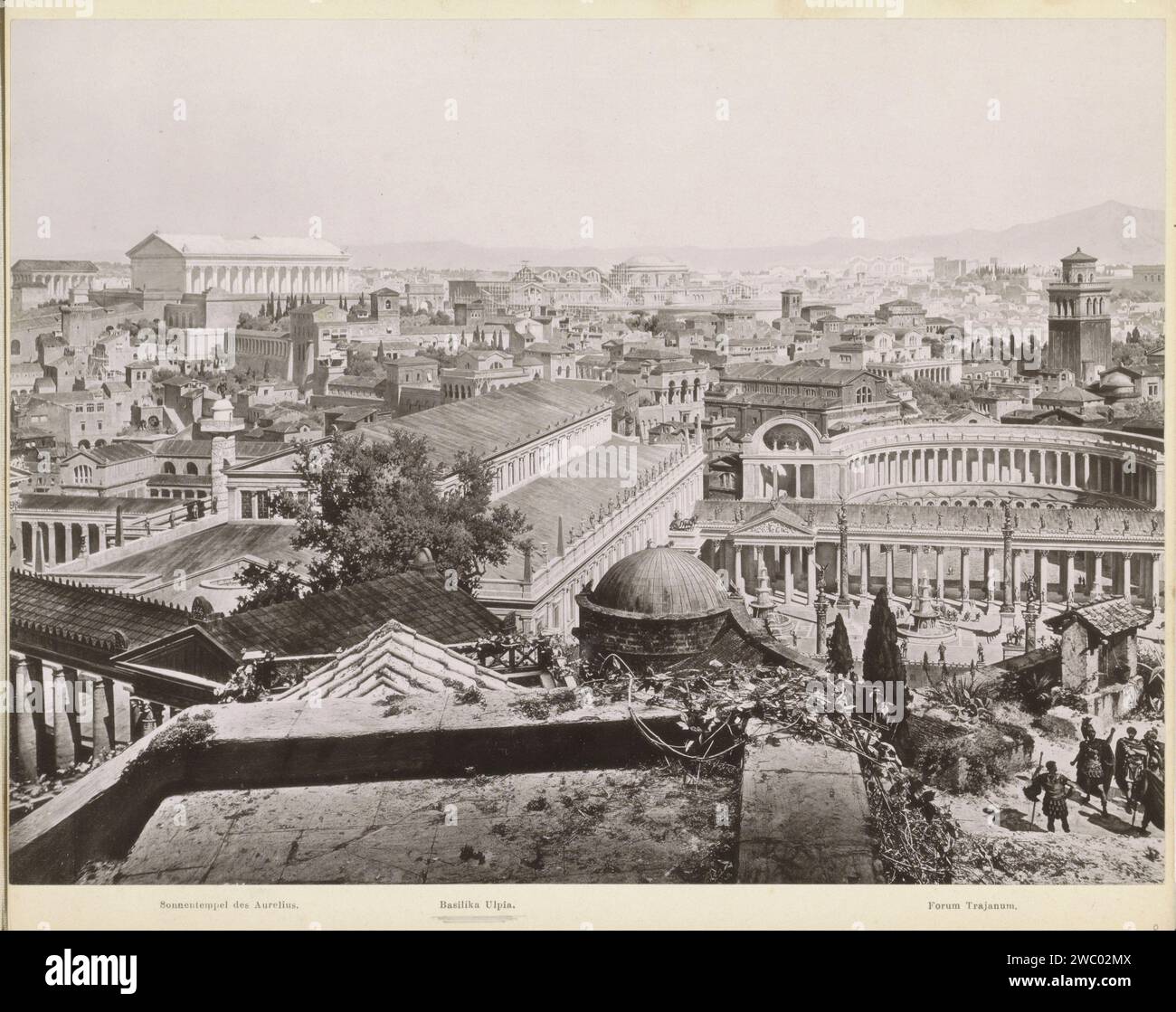 View of ancient Rome: The Temple of Aurelius, the Basilica Ulpia and ...