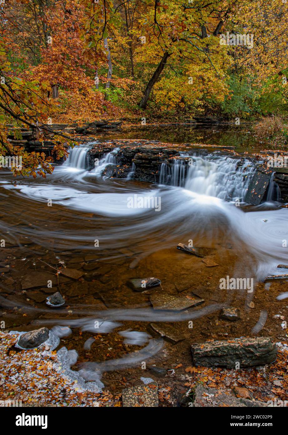 The waterfall at Waterfall Glen Forest Preserve in DuPage County ...