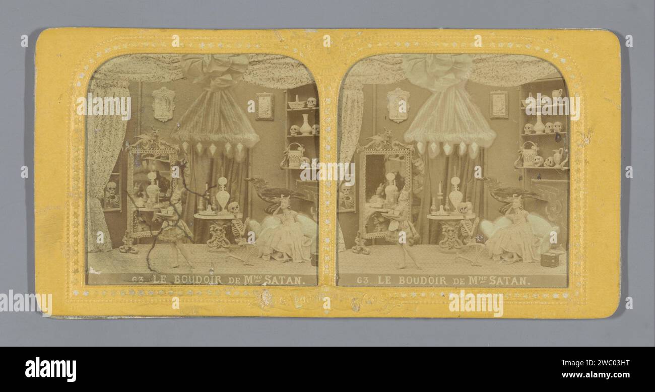 Boudoir from Mrs. Satan with maid and skeleton, Anonymous, 1868 - 1873 ...