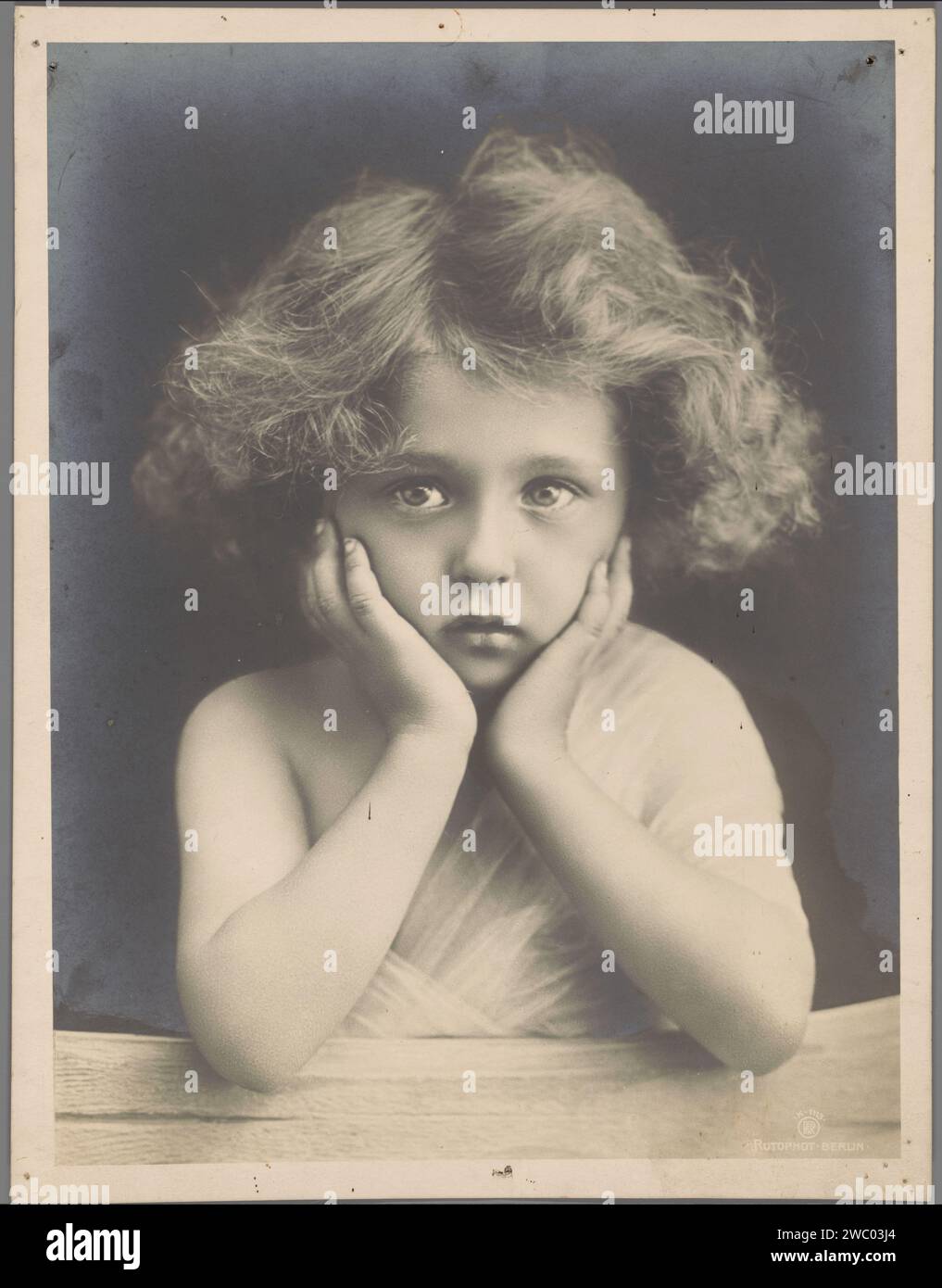 Portrait of an unknown child with head in his hands, Rotophot, 1900 ...