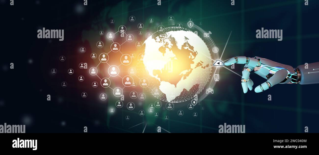 New global business connection with Artificial Intelligence concept ...