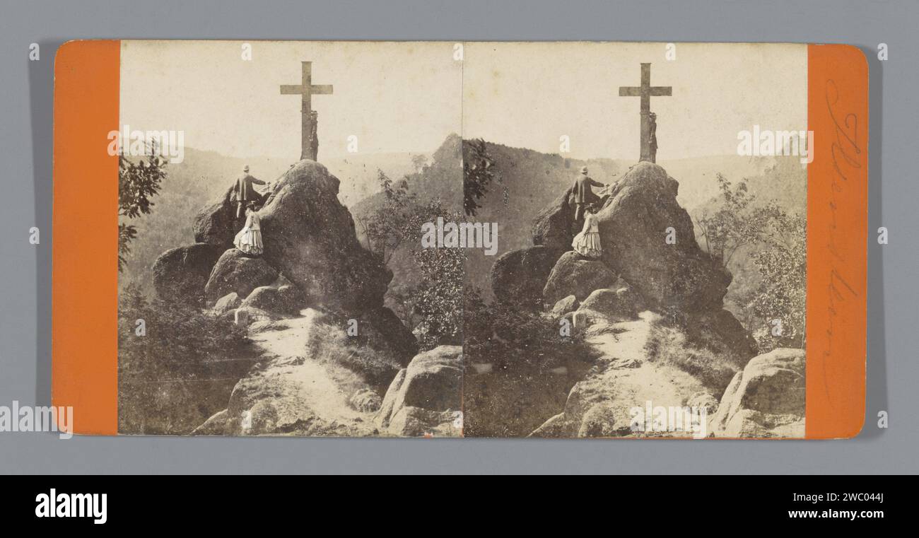 Iron cross on the Ilsestein, Anonymous, c. 1860 - c. 1880 stereograph ...