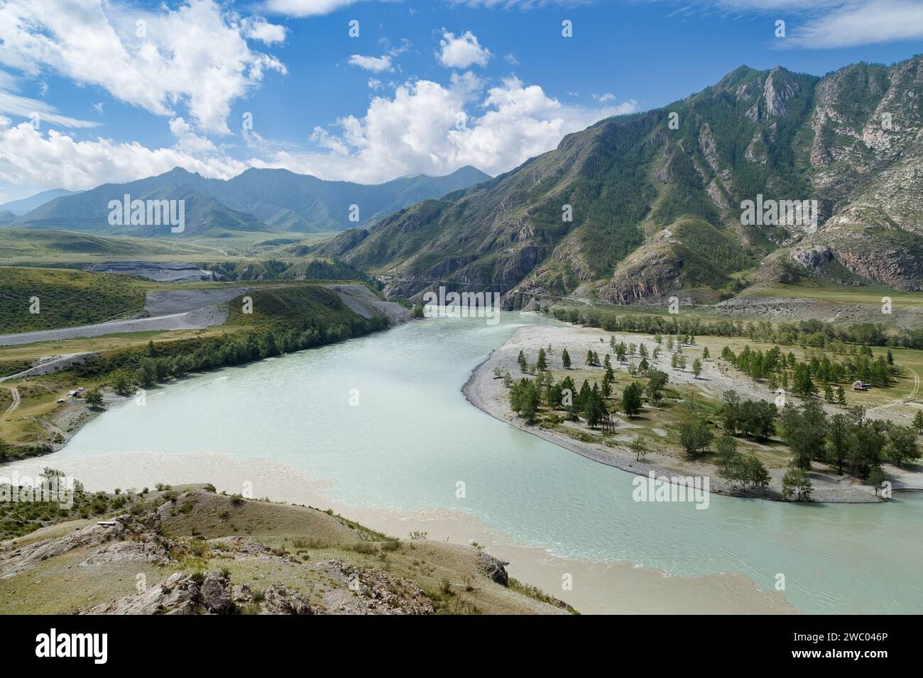 The confluence of the Katun and Chuyu rivers in the Altai Republic ...