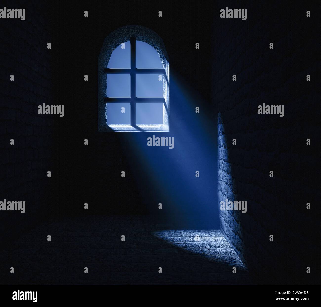 Light in the window of a dungeon in a stone old castle Stock Photo - Alamy