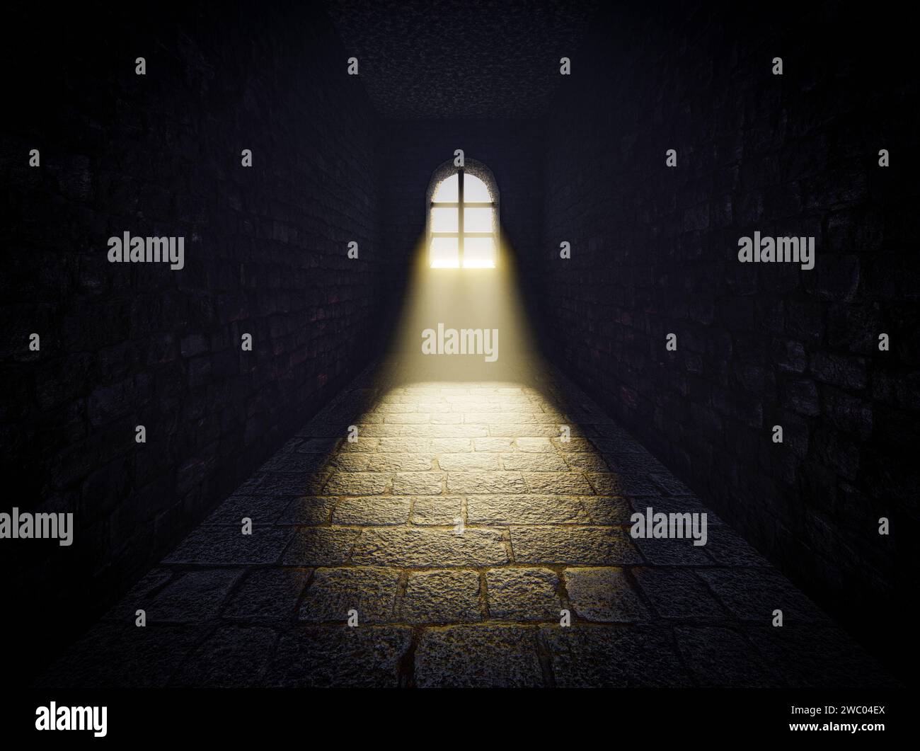 Light in the window of a dungeon in a stone old castle Stock Photo - Alamy